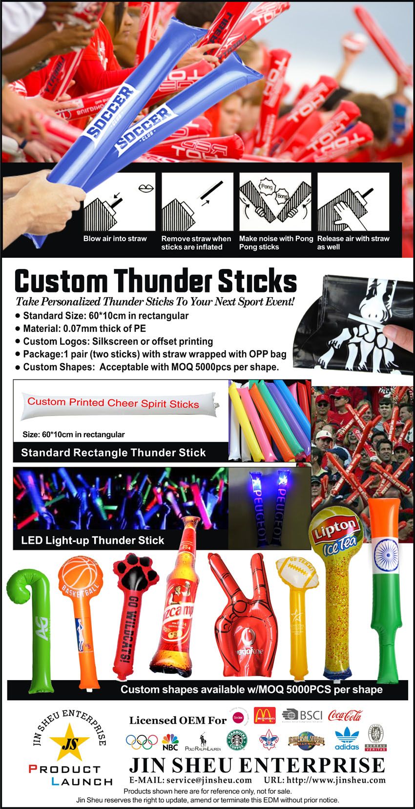 Standard Thunder sticks - Standard rectangular thunder sticks ...