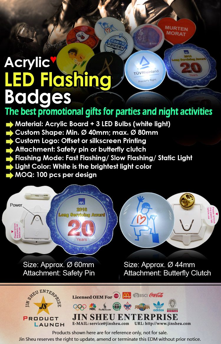 Acrylic LED Flash Badges | Business Promotional Products and Logo Items ...