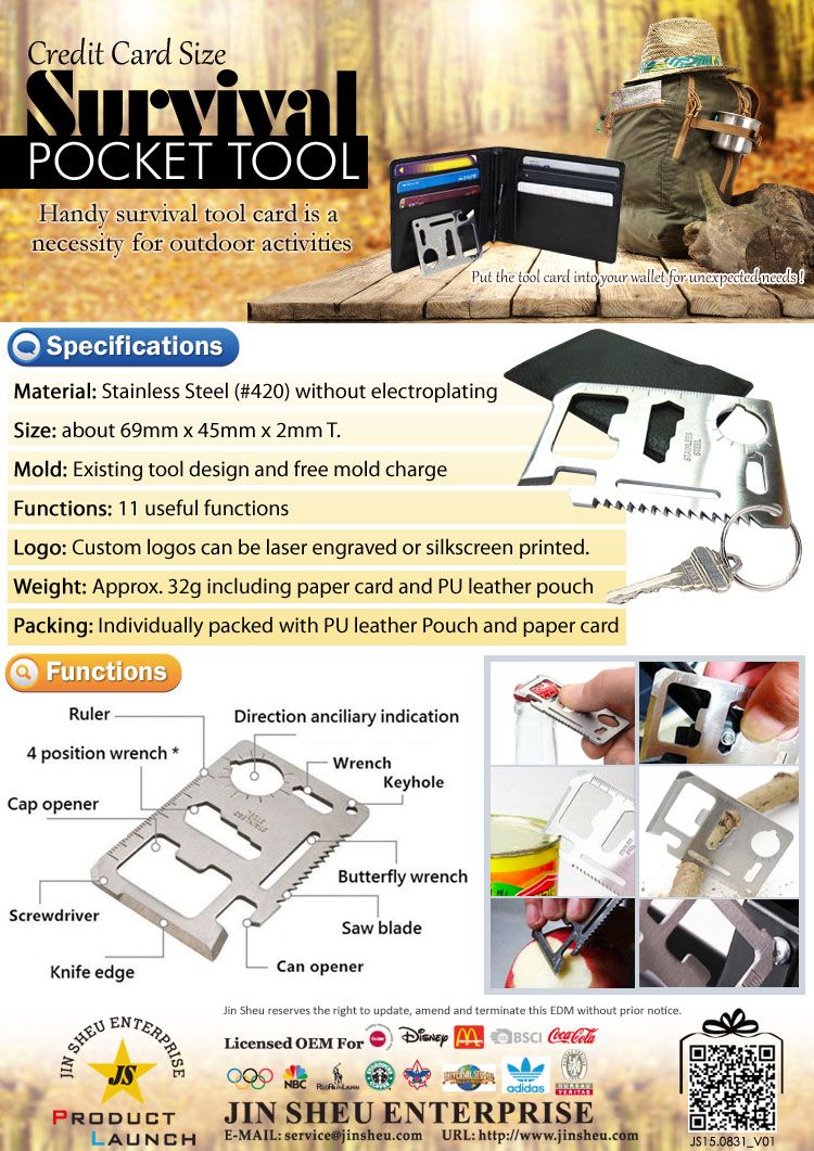 Credit card multi tool bulk - Survival Pocket Tool,11 Function Survival ...