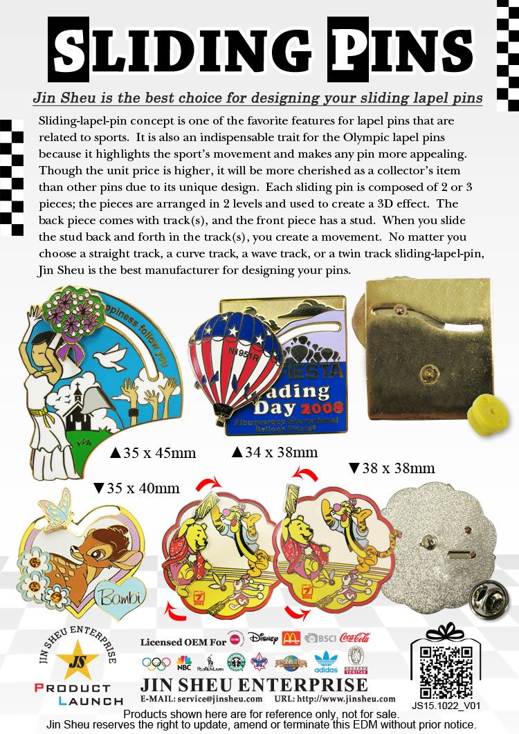 Custom Sliding Pins | Business Promotional Products and Logo Items ...