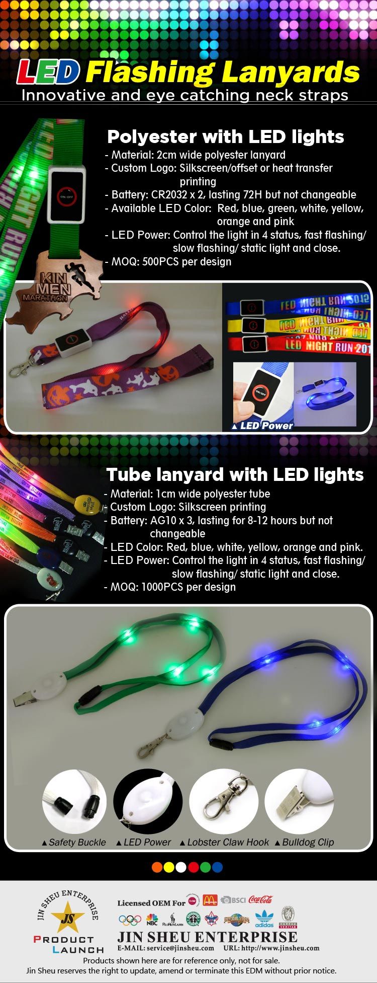 Light up lanyards - Polyester LED Flashing Neck Strap | Taiwan-Based ...