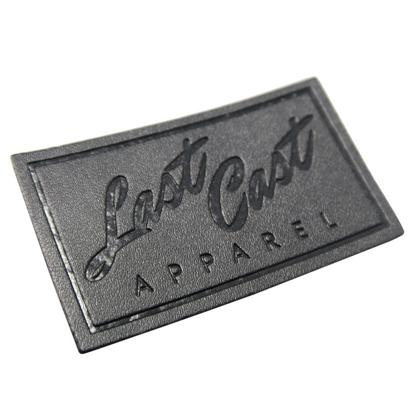 Black Embossed/ Debossed Leatherette Labels - Custom Leatherette Labels | Keychain & Enamel Pins ...