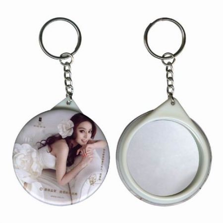Custom Button Badge Mirror Keychain - tin button badge with mirror ...