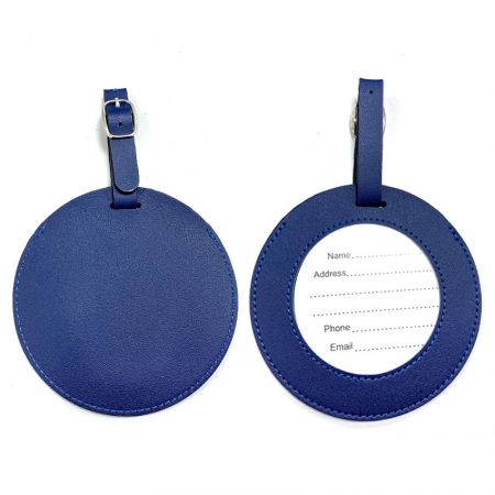 Custom Logo Printed Round Leather Luggage Tag - bulk circle leather ...