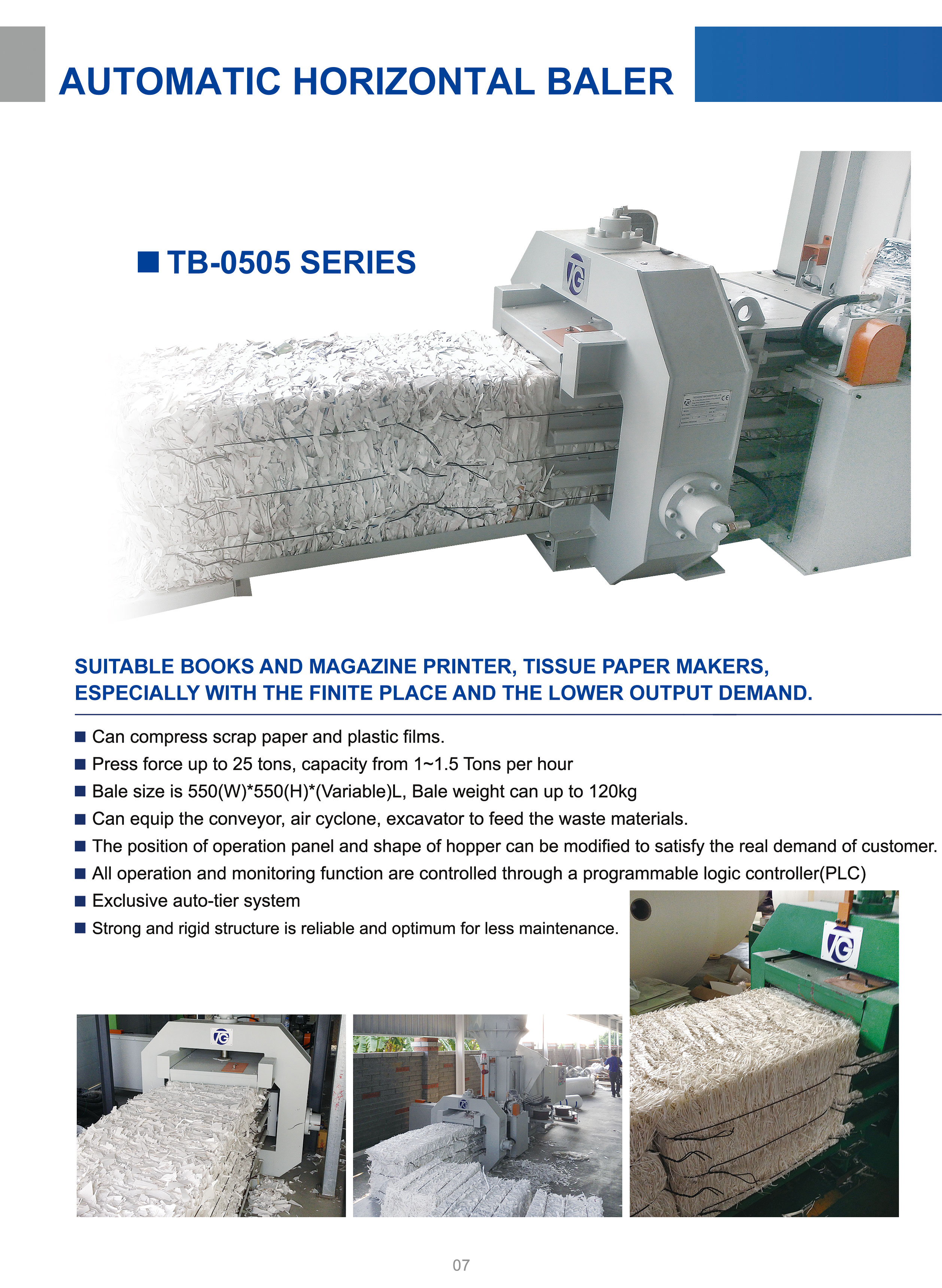 Automatic Horizontal Baler Machine TB-0505 Series | Techgene Machinery Co., Ltd.