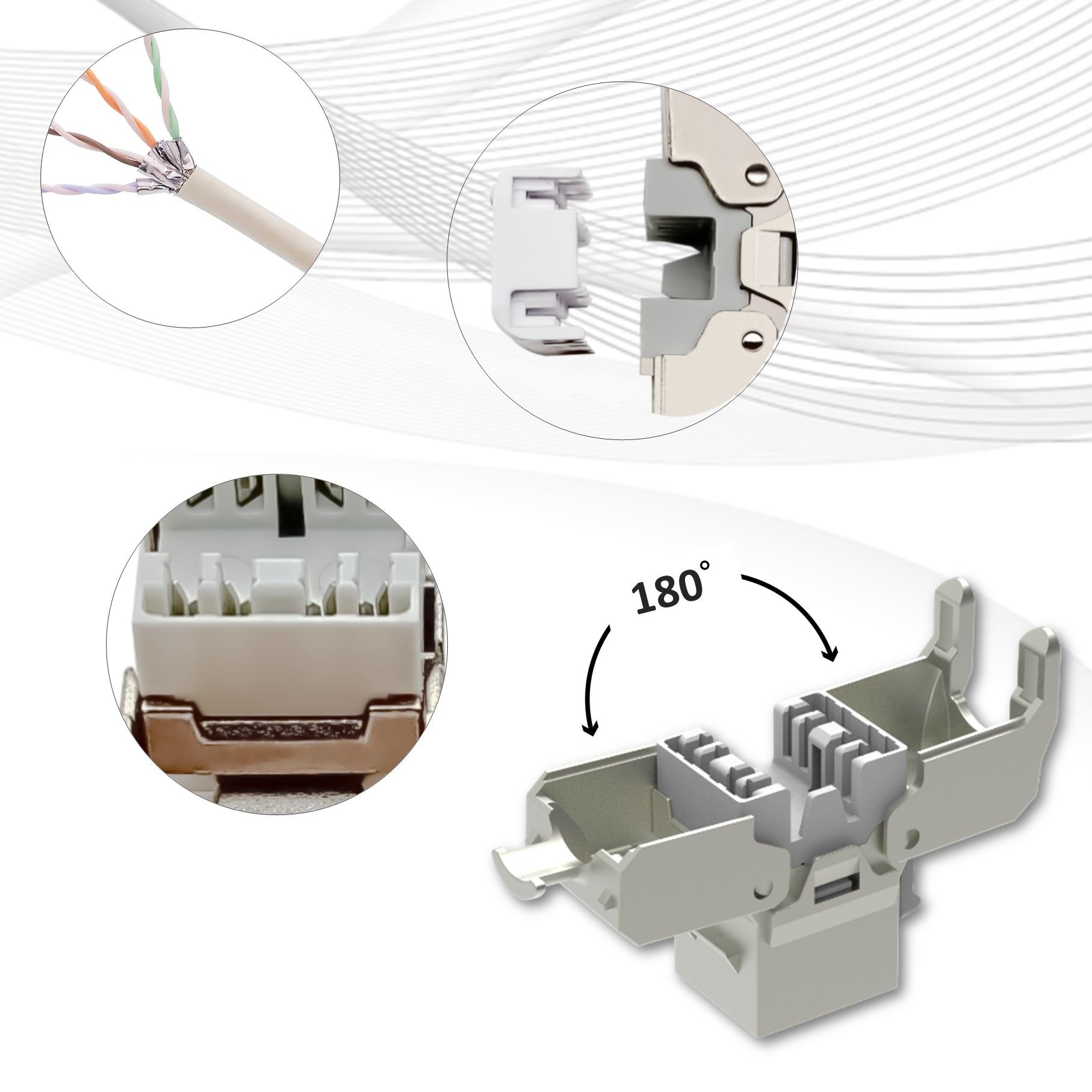 4PPoE Enhanced Cat6A STP Toolless RJ45 Keystone Jack | Custom Copper ...