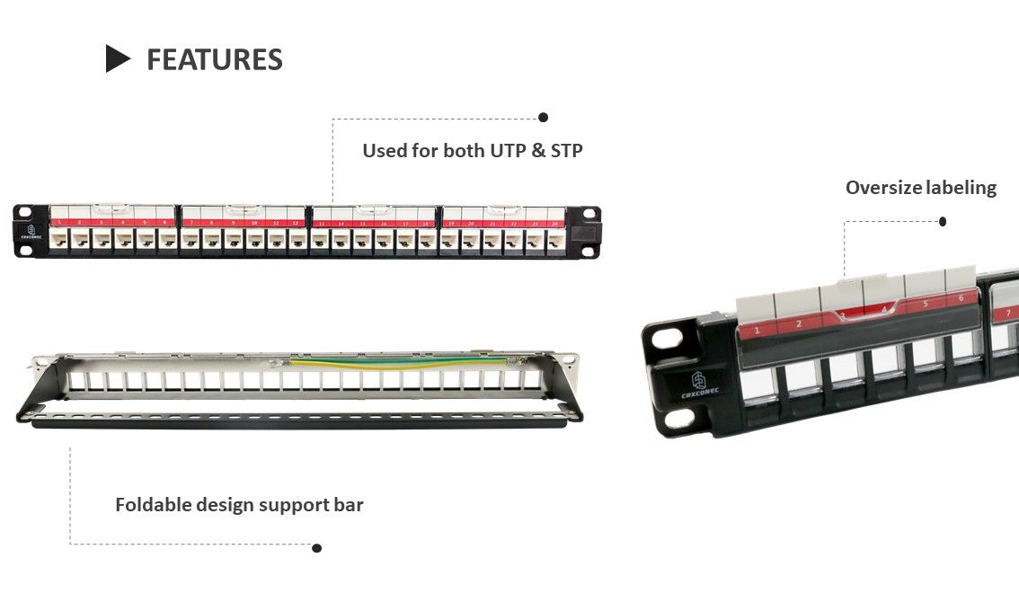 High quality shielded unshielded patch panel keystone unloaded 24 port