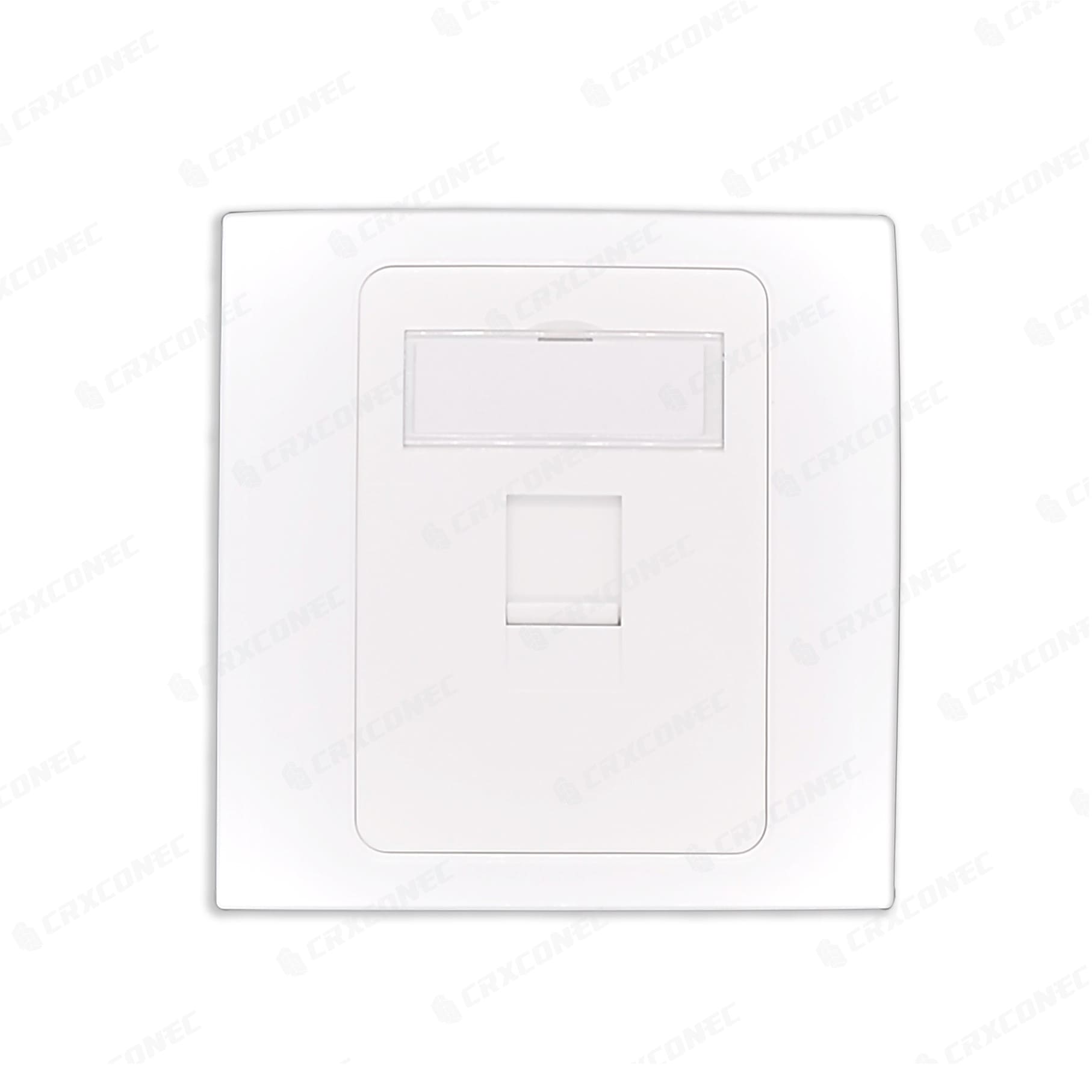 British Style 1 Port Flat Shuttered Faceplate RJ45, 86x86mm | Custom Copper & Fiber Optic ...