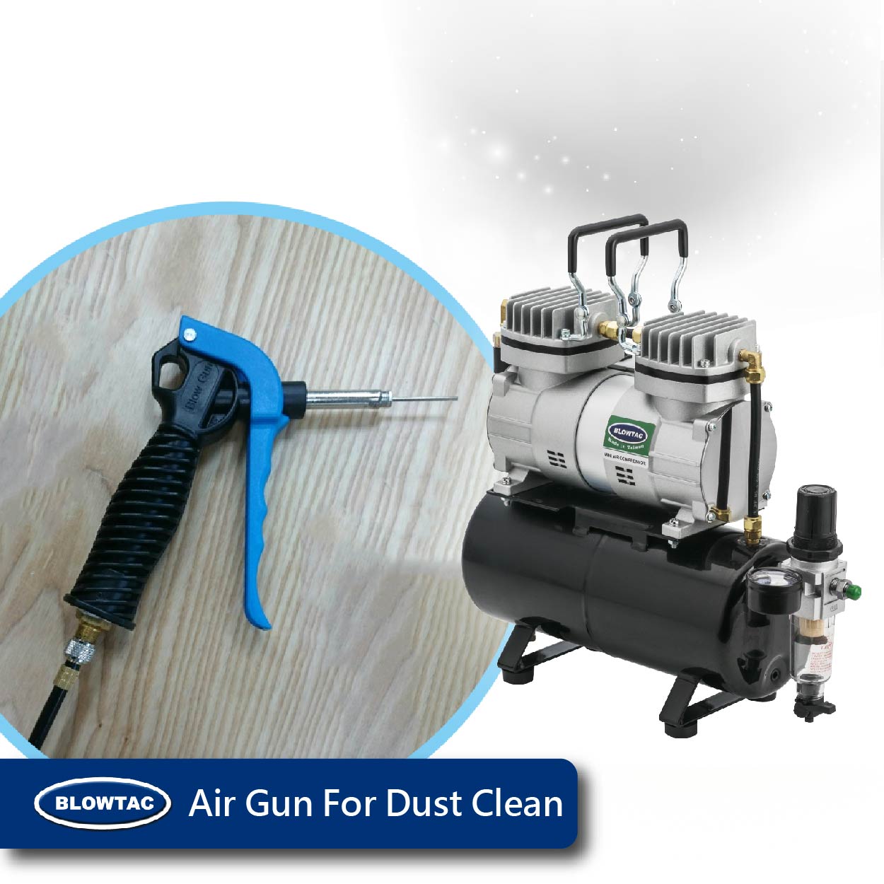 Double cylinders Mini Air Compressor with Tank and U-handle - Airbrush ...
