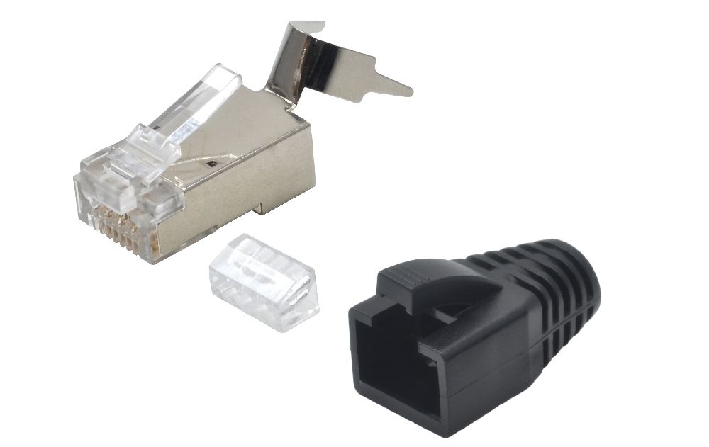 Pass-Thru C6A STP Plug w/Coated Boot | RJ45 & Cat6 Keystone Jack & UTP ...