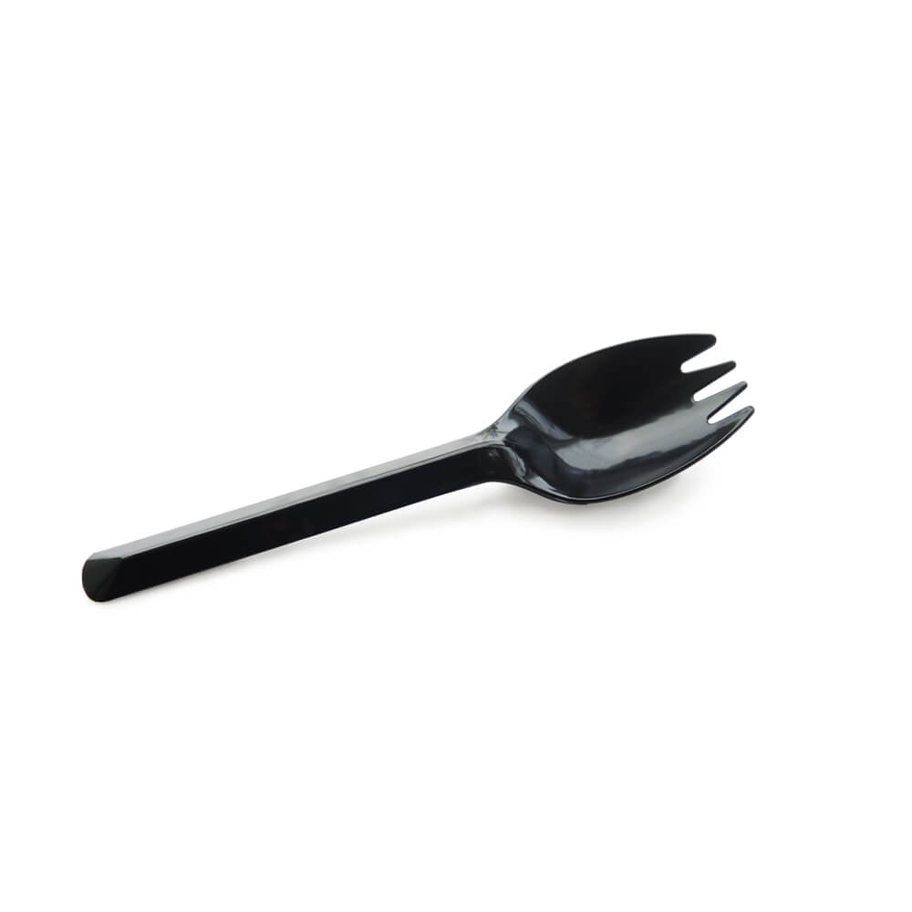 Black Dessert Spork Supply. ISO & HACCP In-House Manufacturing - Tair Chu