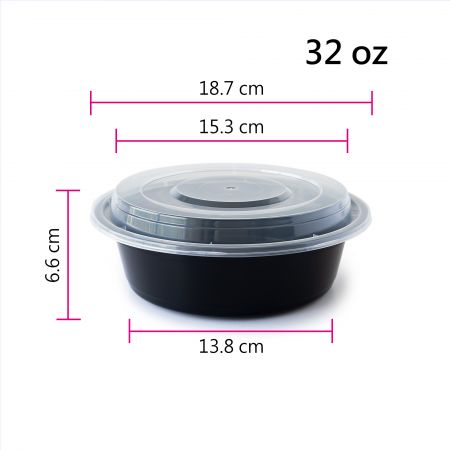 32oz Bekas Makanan Bulat (960ml)-Kotak Makanan Plastik 960ml | Dibuat ...