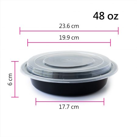 48oz Round Food Container (1440ml) - 1440ml Plastic Meal Box | Made in ...