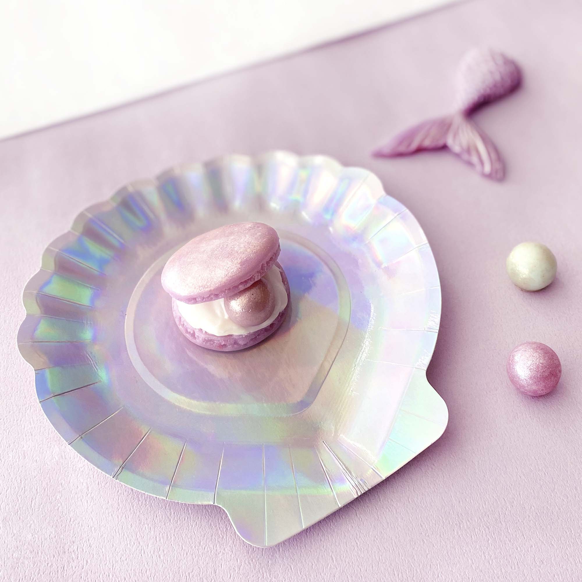 Prato de papel de sobremesa em forma de concha-Prato Concha Iridescente ...