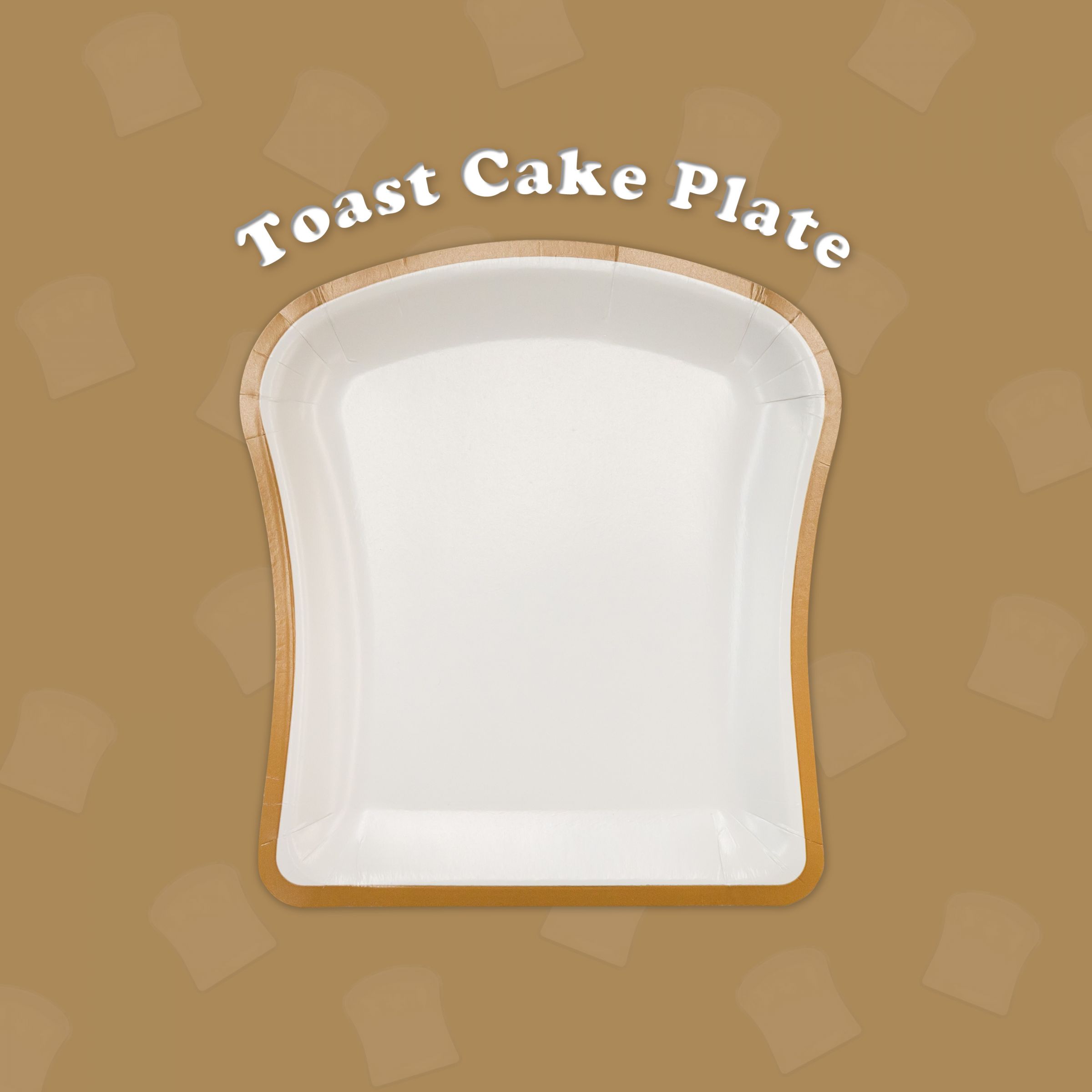 Toast Shape Cake Plate and Fork - White Toast Cake Plate and Yellow ...