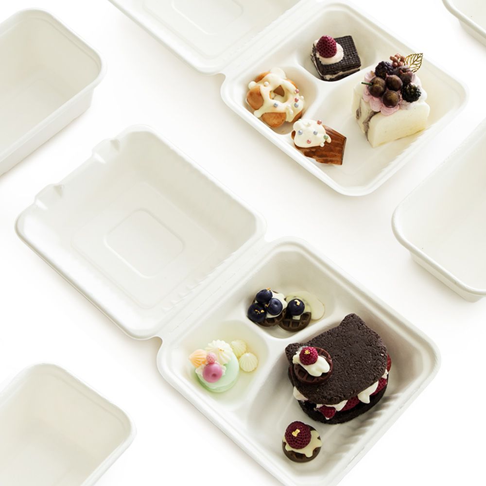 Clamshell Three Grid Bagasse Packing Box Supply. ISO & HACCP In-House ...