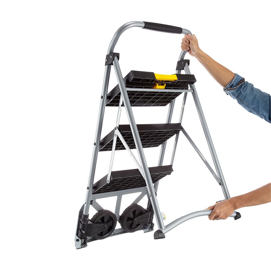 3-Steps Ladder and Cart Convertible Step Stool(Loading 135 kg) - 135 kg ...