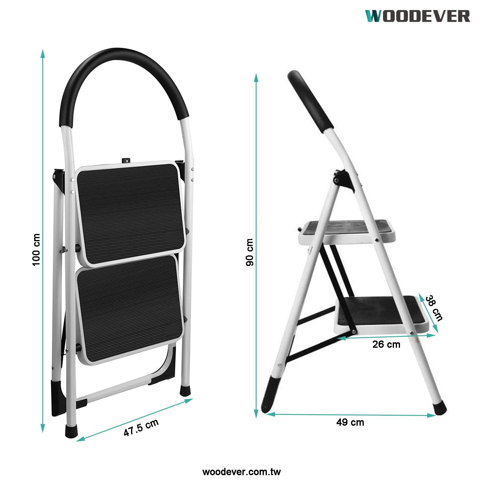 2-Steps Steel Stool Household Round Hand Grip Ladder (Loading 150 Kg ...