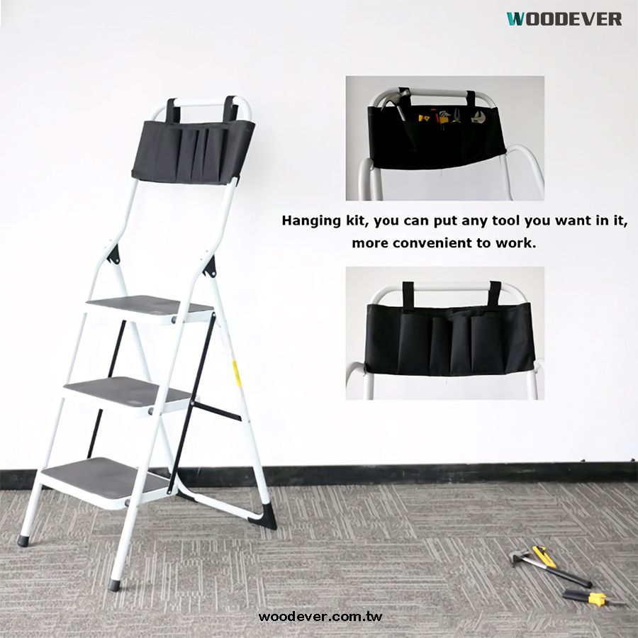 330lbs Capacity Folding 3 Steps Ladder With Extra High Handrail - 150 ...