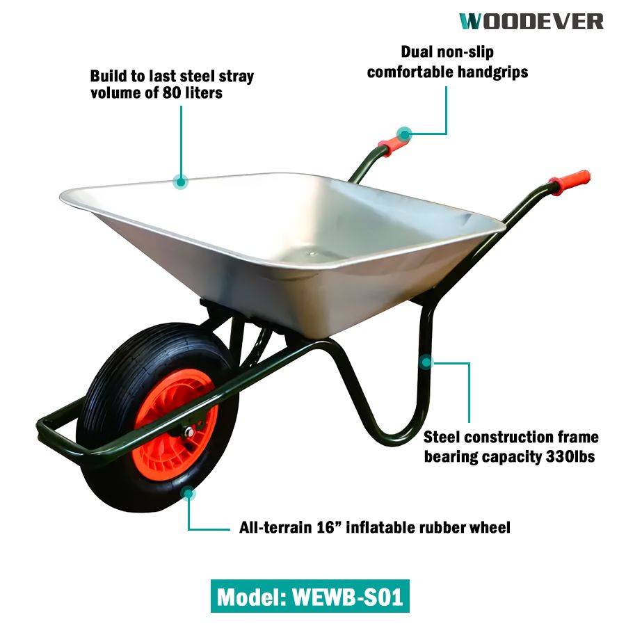 Industrial steel wheelbarrow cart (Loading 120kg) - 265lbs capacity ...