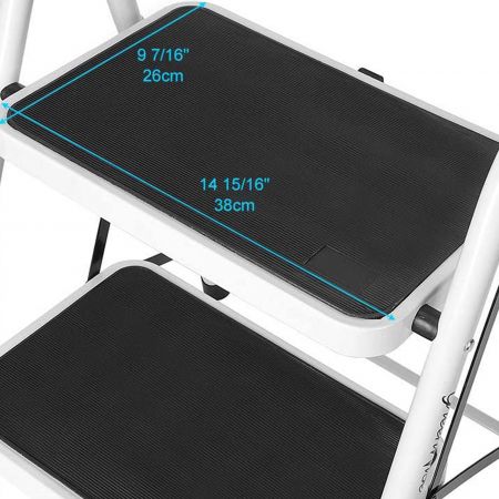 2-Step Ladder Folding Stool With High Handrail - 150 kg (330 lbs) steel ...
