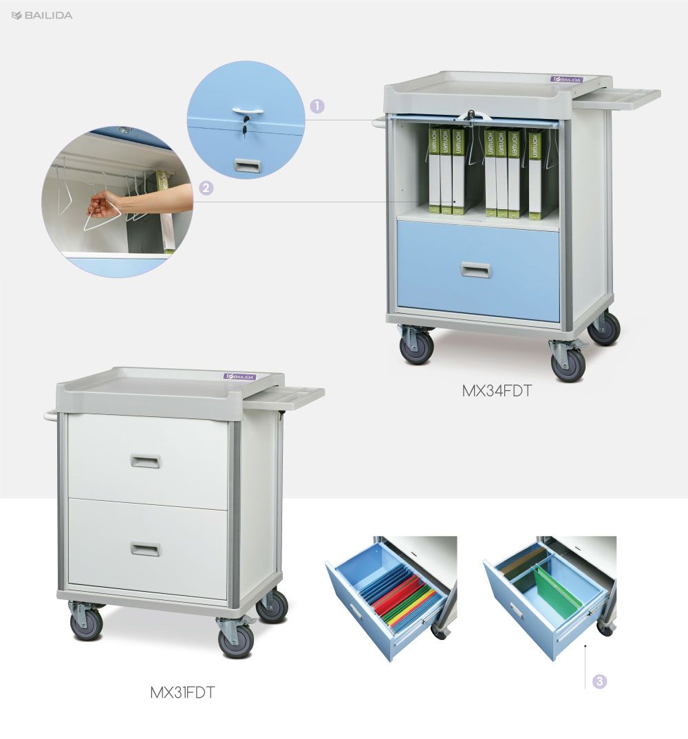 파일 카트 파일 카트 의료용 카트 및 의료용 침대 옆 탁자 제조업체 Bailida Medical