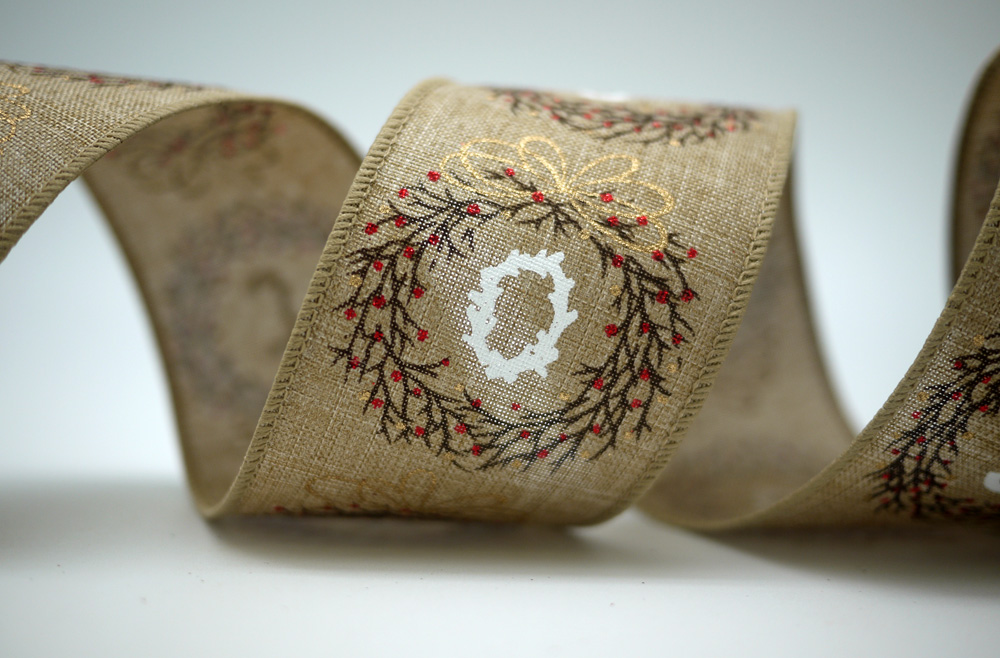 “JOY” and Wreath Ribbon | Holiday Ribbons | Wholesale Ribbon ...