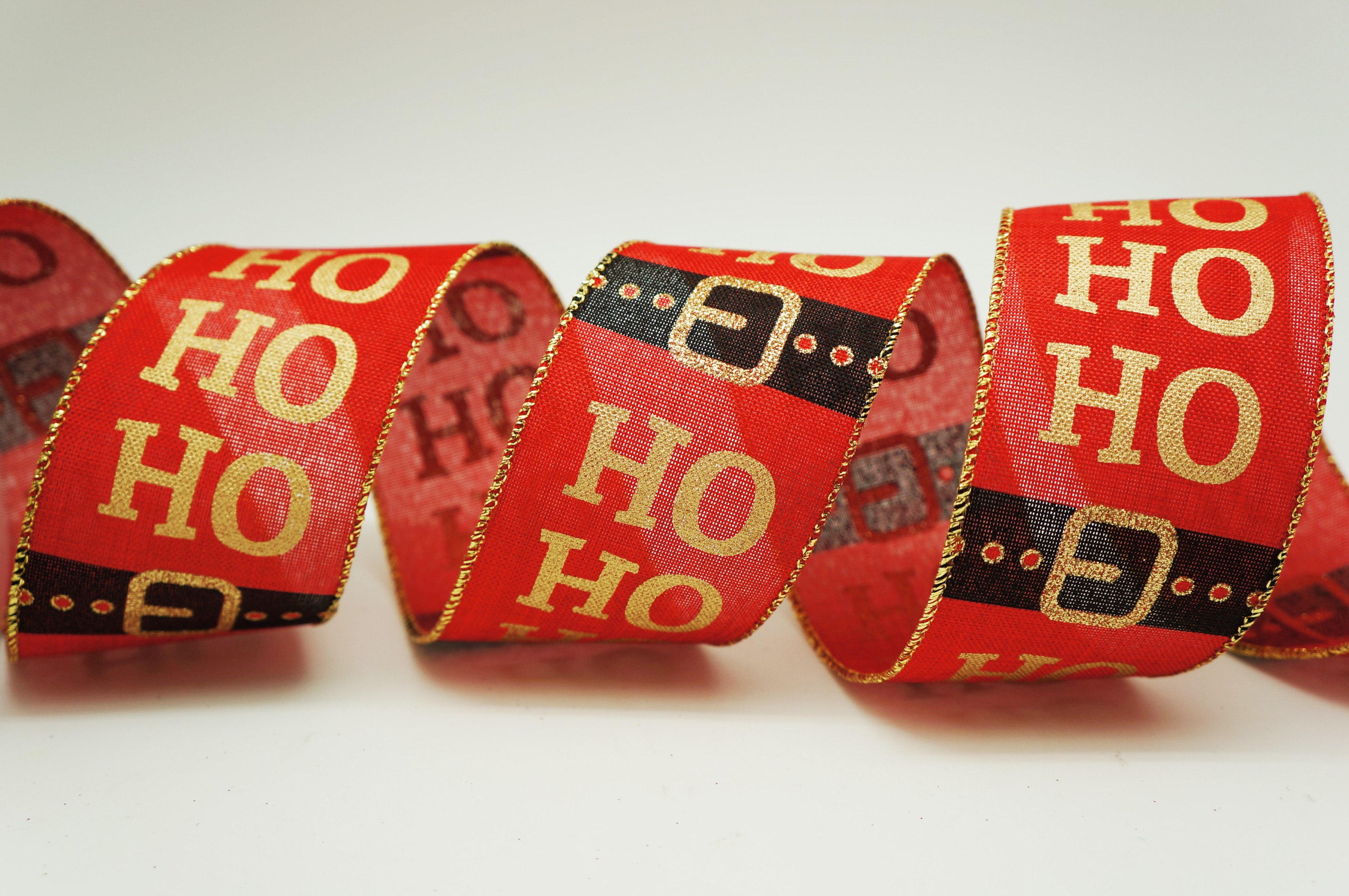 HO HO HO & Santa Belt Ribbon | Holiday Ribbons | Wholesale Ribbon ...