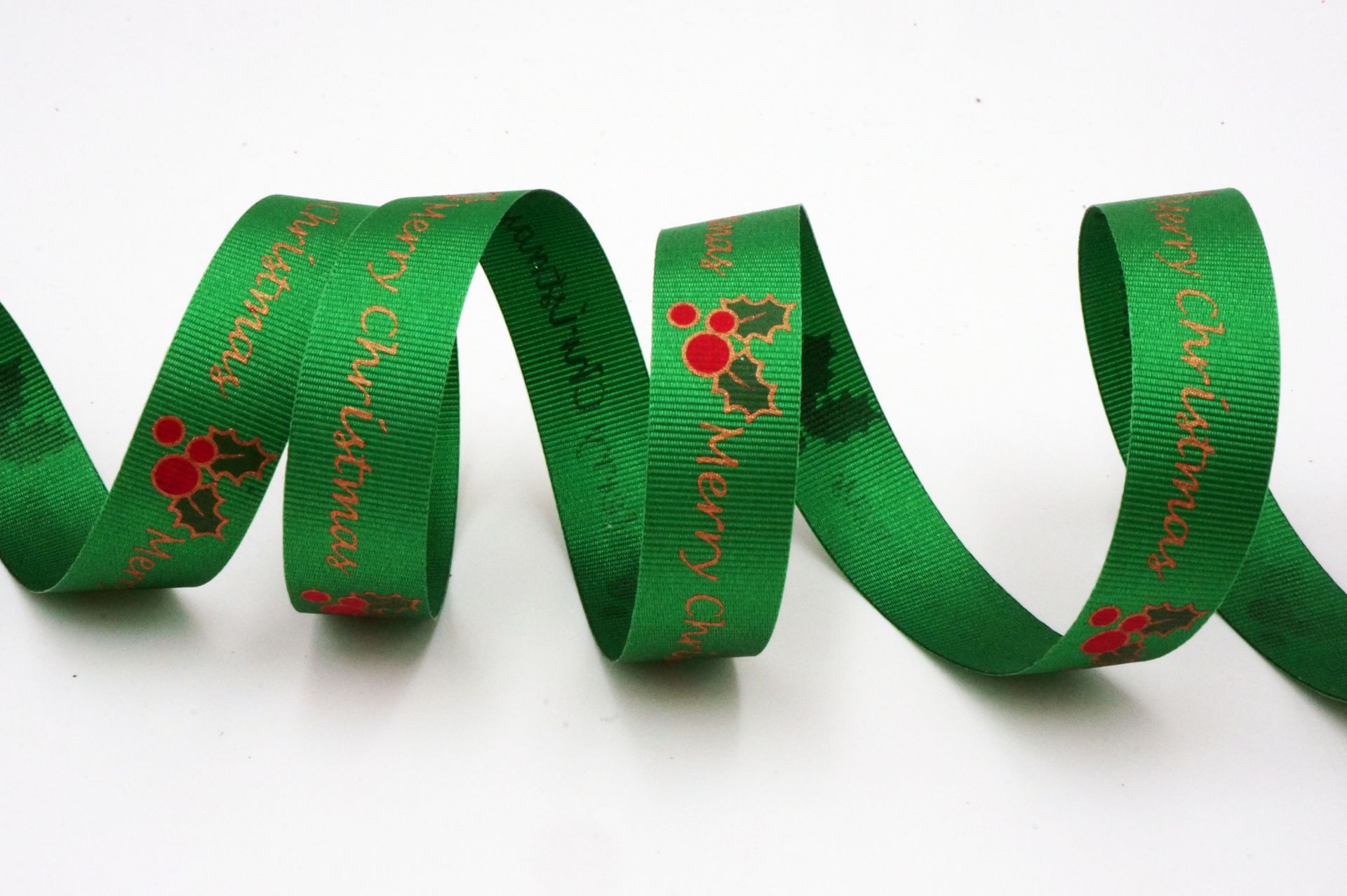 Merry Christmas & Holly Berries Ribbon | Holiday Ribbons | Wholesale ...