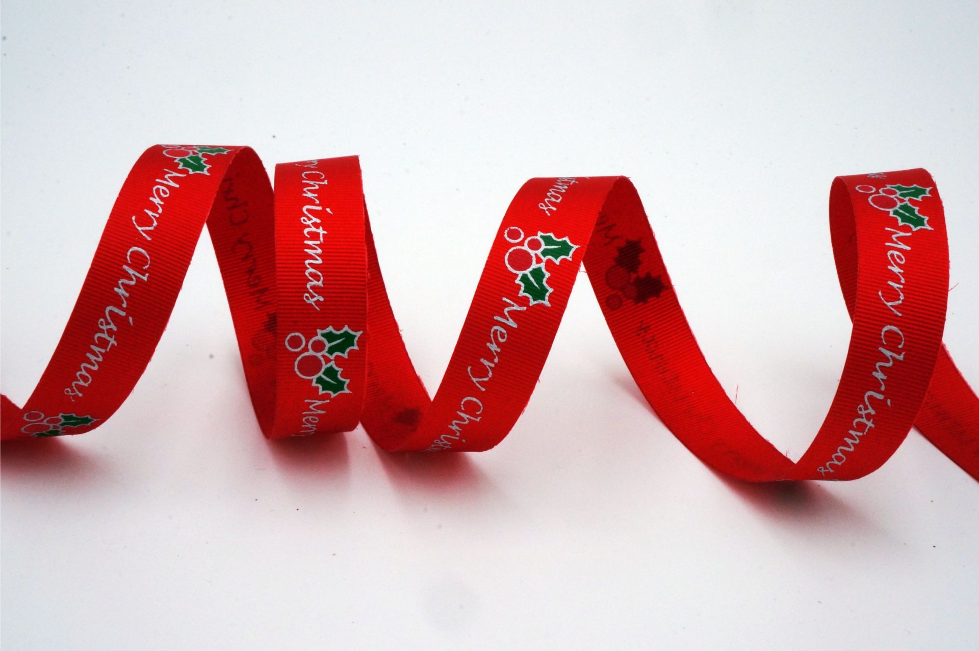 Merry Christmas & Holly Berries Ribbon | Holiday Ribbons | Wholesale ...