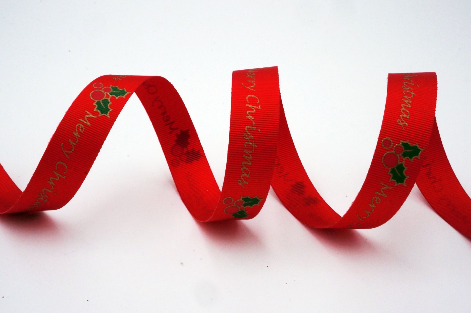 Merry Christmas & Holly Berries Ribbon | Holiday Ribbons | Wholesale ...