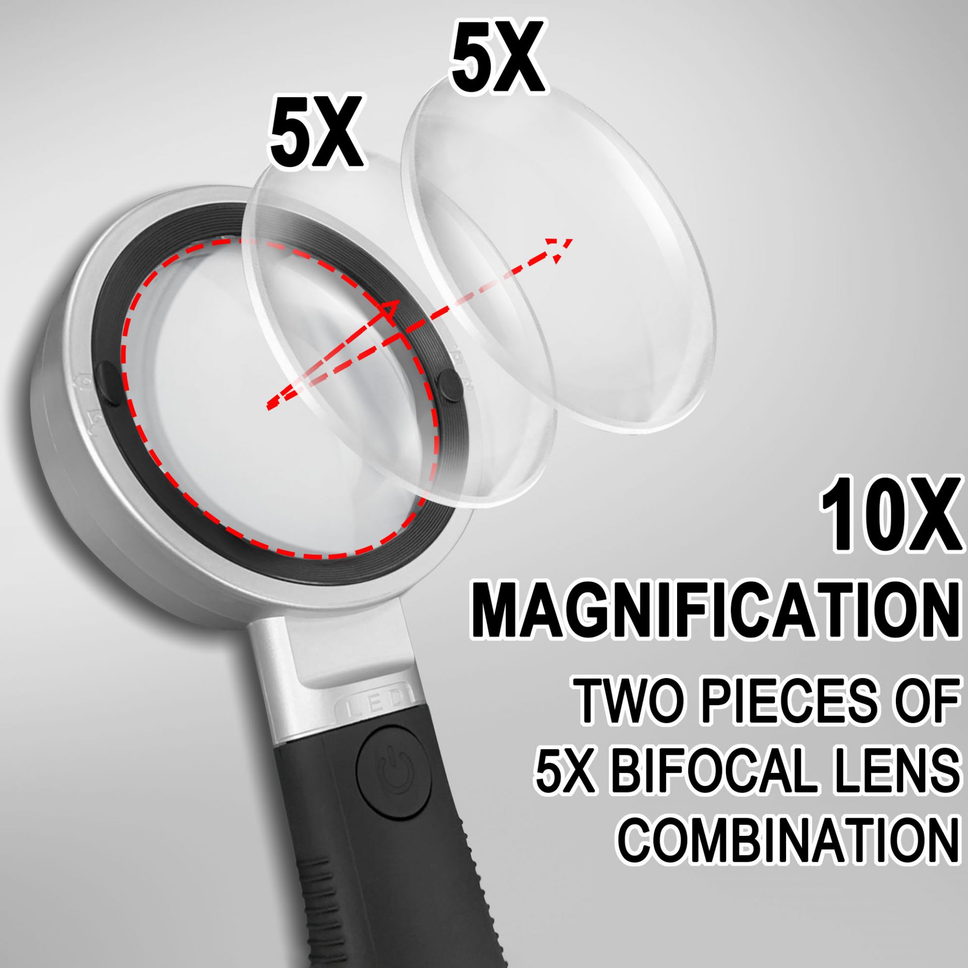 10X stand magnifying glass with light 10 Anti-Glare LED Lighted ...