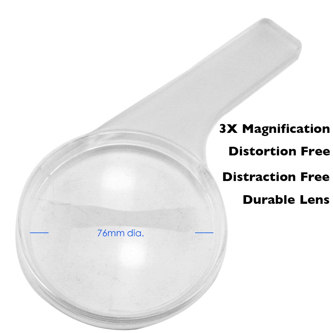 Plastic Clear Hand Held Magnifier Reading Magnifier 3 inches ...