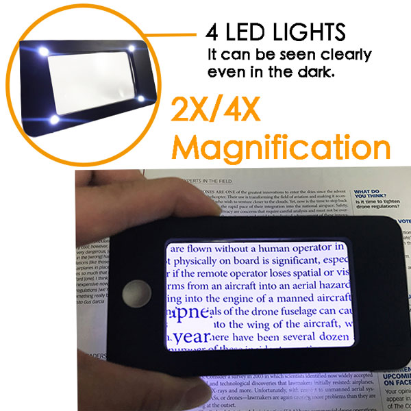 iPhone Shaped Pocket Magnifying glass with 4 LED Light | Magnifying ...