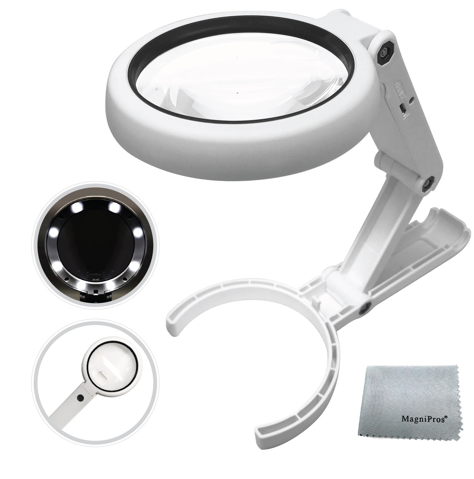 Rechargeable Illuminated Round Handheld Reading Magnifying Glass Magnifying Glasses Supply E Tay