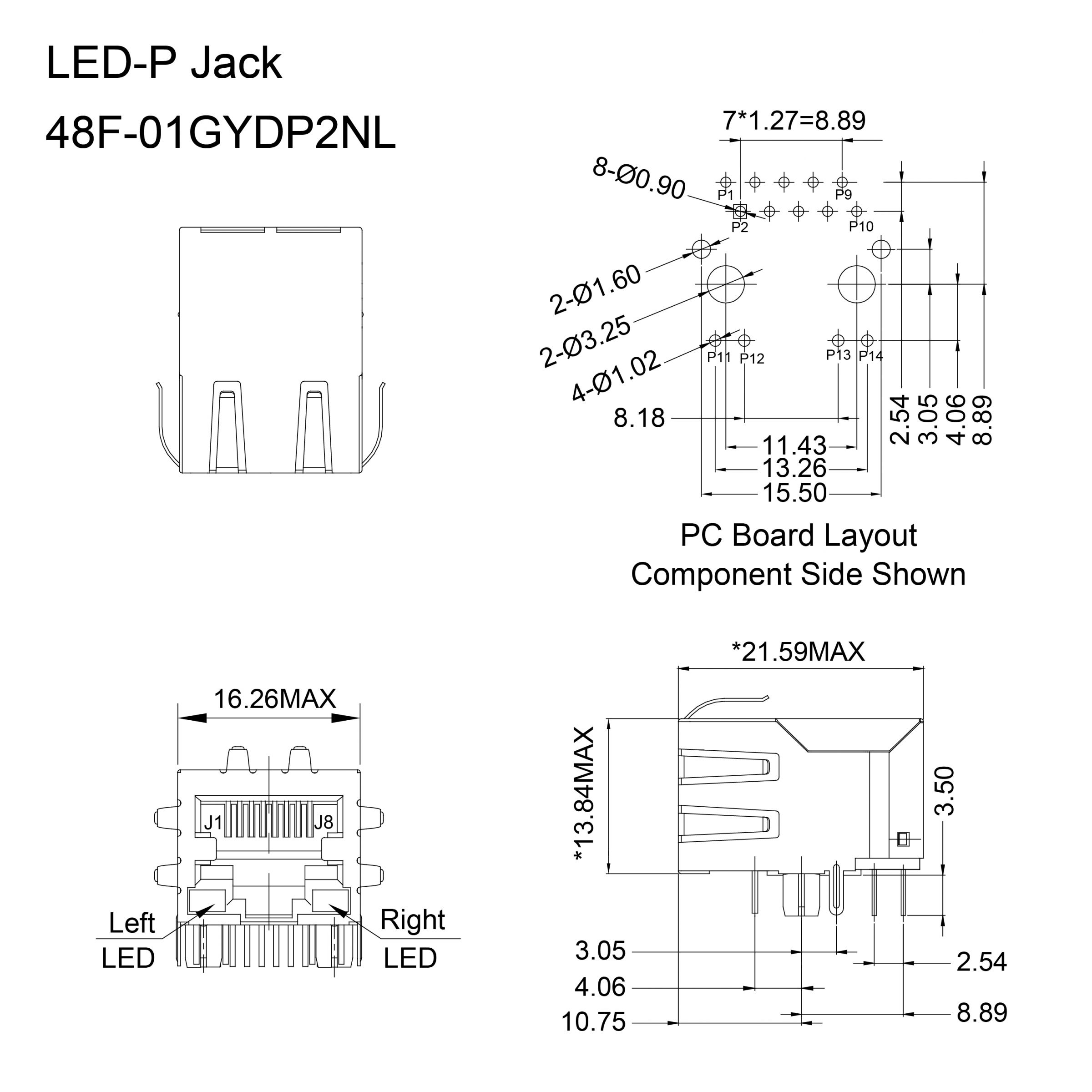 Single Port 100/1000 Base-T RJ45 Jack with Magnetics(48F) Manufacturer ...
