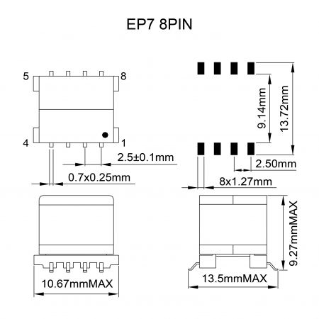 3W~27W PoE SMD High Frequency Transformer with EP core - 3~27W PoE SMD ...
