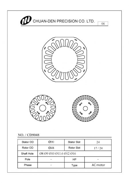 90X48 mm Stator Rotor Lamination for AC Motor Manufacturer | TayGuei