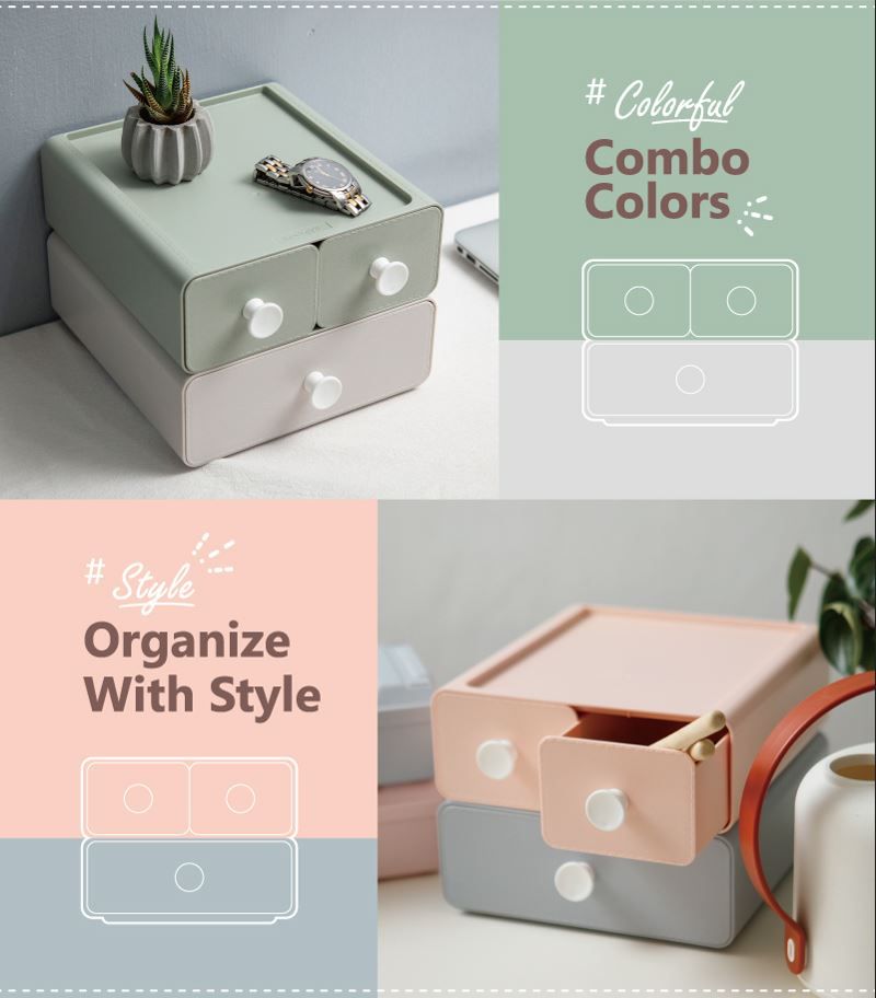 Middle plastic desktop organizer with 3 drawers | Plastic Storage ...