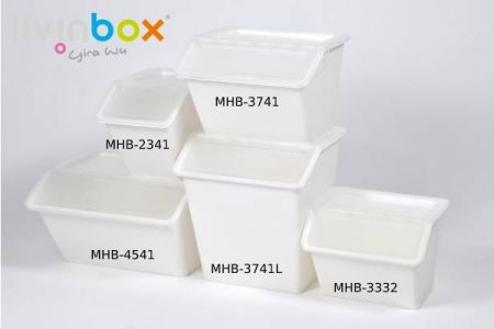 Stackable storage bin with hinged lid, 15L | Plastic Storage Solutions ...