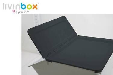 Stackable storage bin with hinged lid, 15L | Plastic Storage Solutions ...