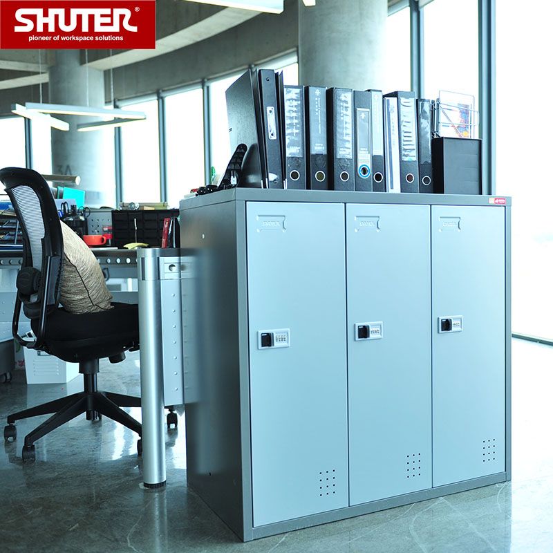 안전한 보관을 위한 낮은 금속 보관함, 단일 계층, 3개 구획-안전한 보관을 위한 낮은 금속 캐비닛 - 3열에 3개의 도어 | 사무실 및 산업용 스토리지 제품 제조업체 ...