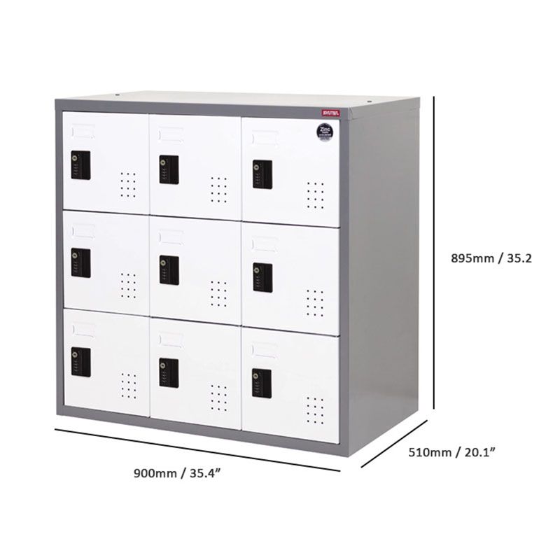 Low Metal Locker for Secure Storage, Triple Tier, 9 Compartments - Low ...