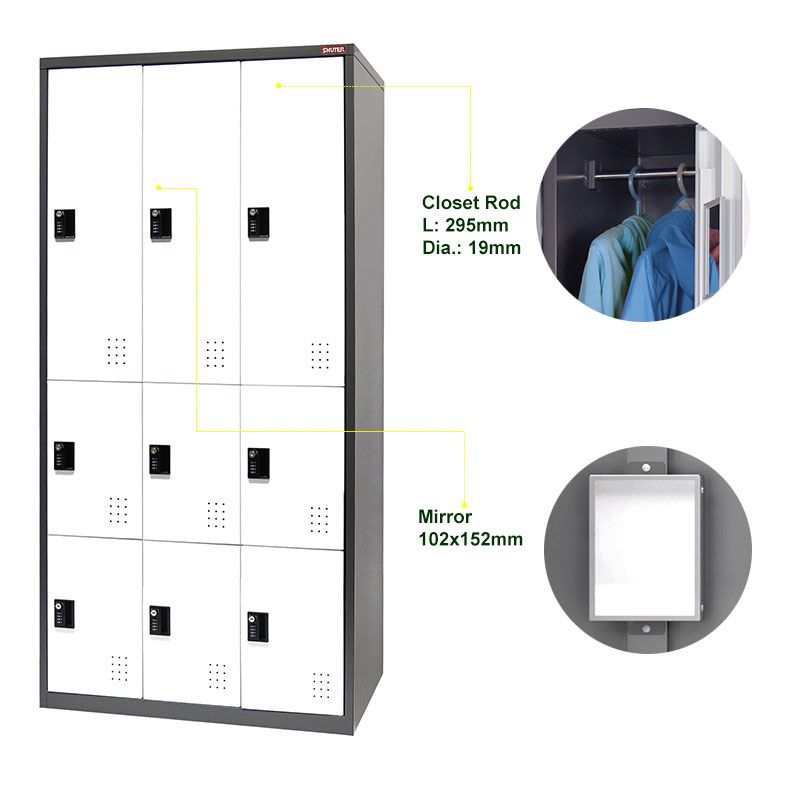 Metal Locker Cabinet with Multiple configurations, 9 Compartments ...
