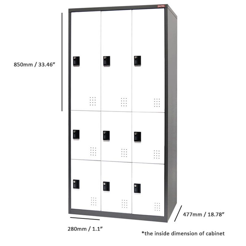 Metal Locker Cabinet with Multiple configurations, 9 Compartments ...