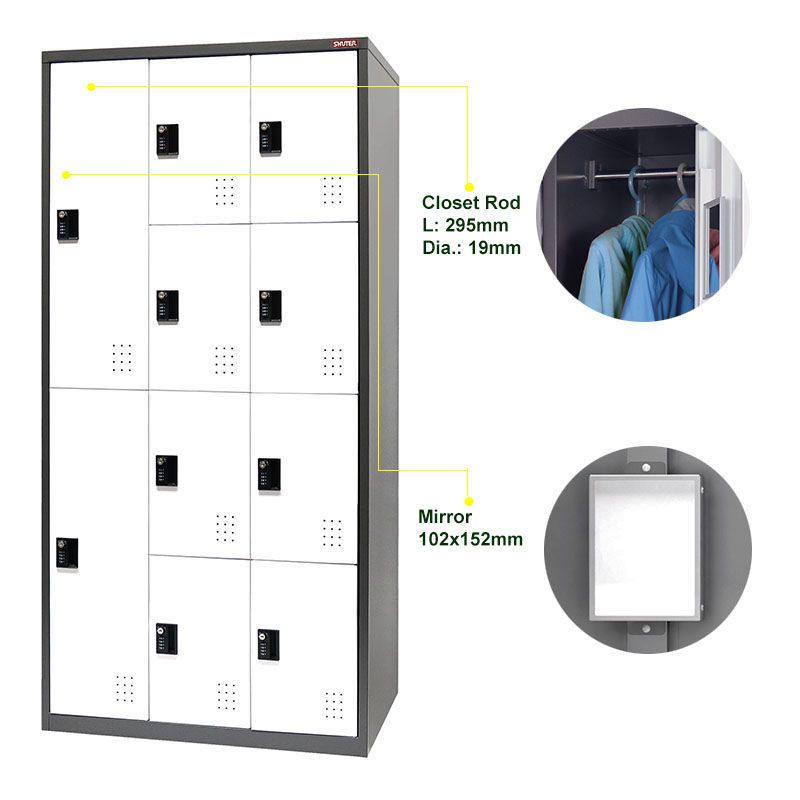 Metal Locker Cabinet with Multiple configurations, 10 Compartments ...