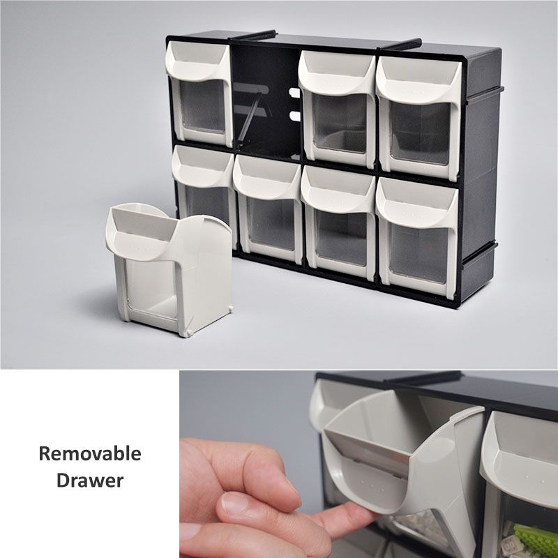 Tip Out Bin with 8 Compartments for Parts Storage - Plastic Cabinet ...