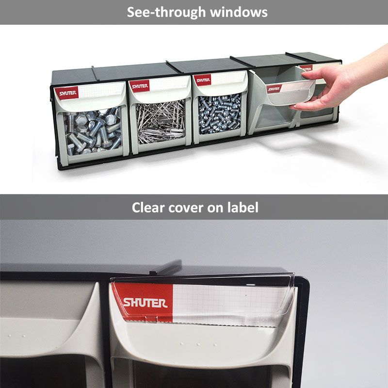 Tip Out Bin with 5 Compartments for Parts Storage - Plastic Cabinet ...