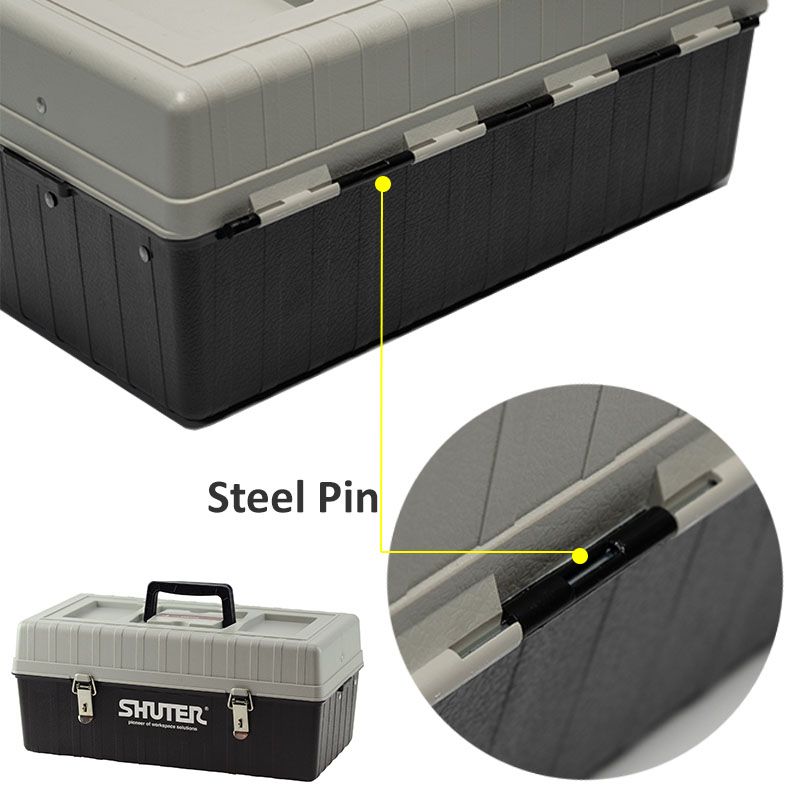 12L Professional Tool Box with 2 Trays and Metal Locks - 16.8" Tool Box ...