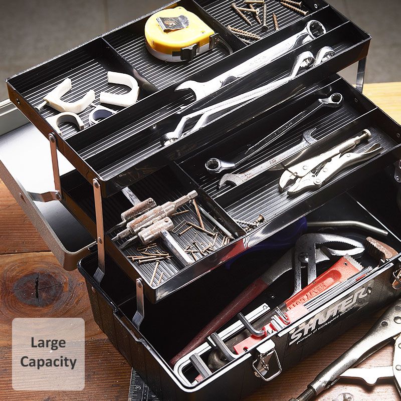 12L Professional Tool Box with 2 Trays and Metal Locks | Tool ...